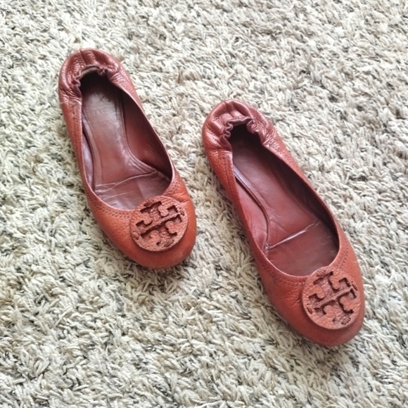 Tory Burch | Shoes | Tory Burch Reva Brown Leather Ballet Flats Sz 6 ...
